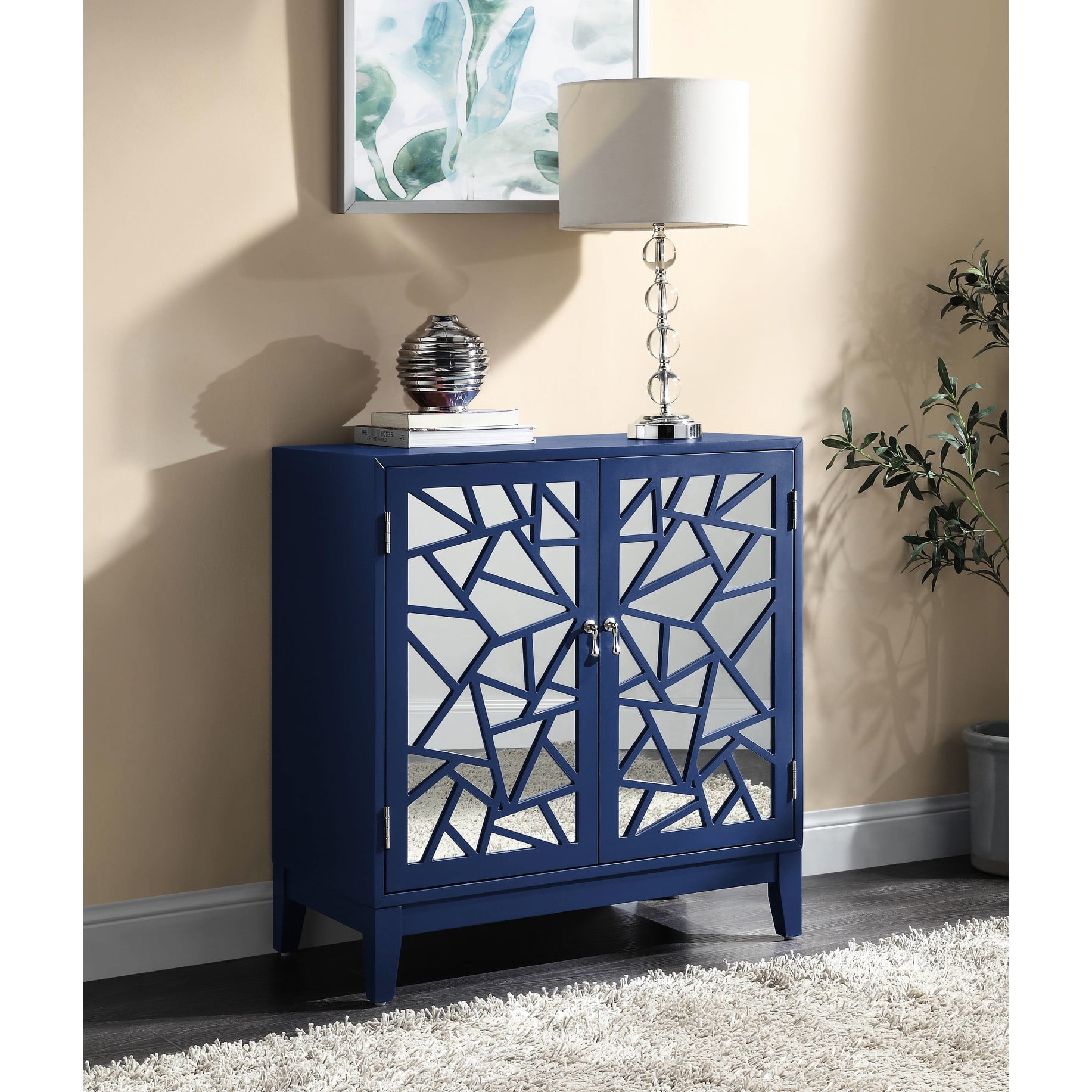 Blue Console Cabinet In Design Theme Style Look - 2 Door Storage ...