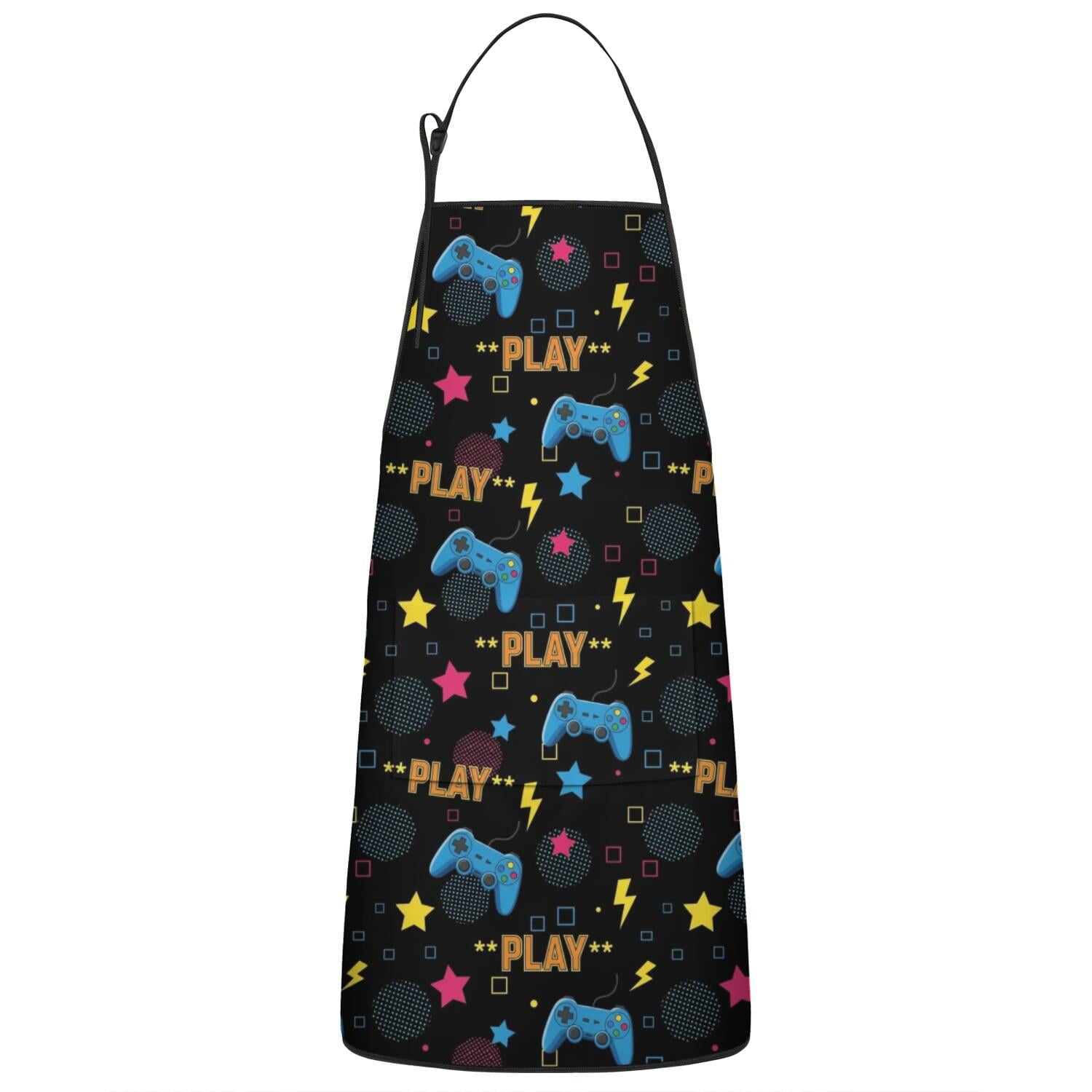 Blue Controllers Games Icons Black Pattern Apron-Garden Aprons for ...
