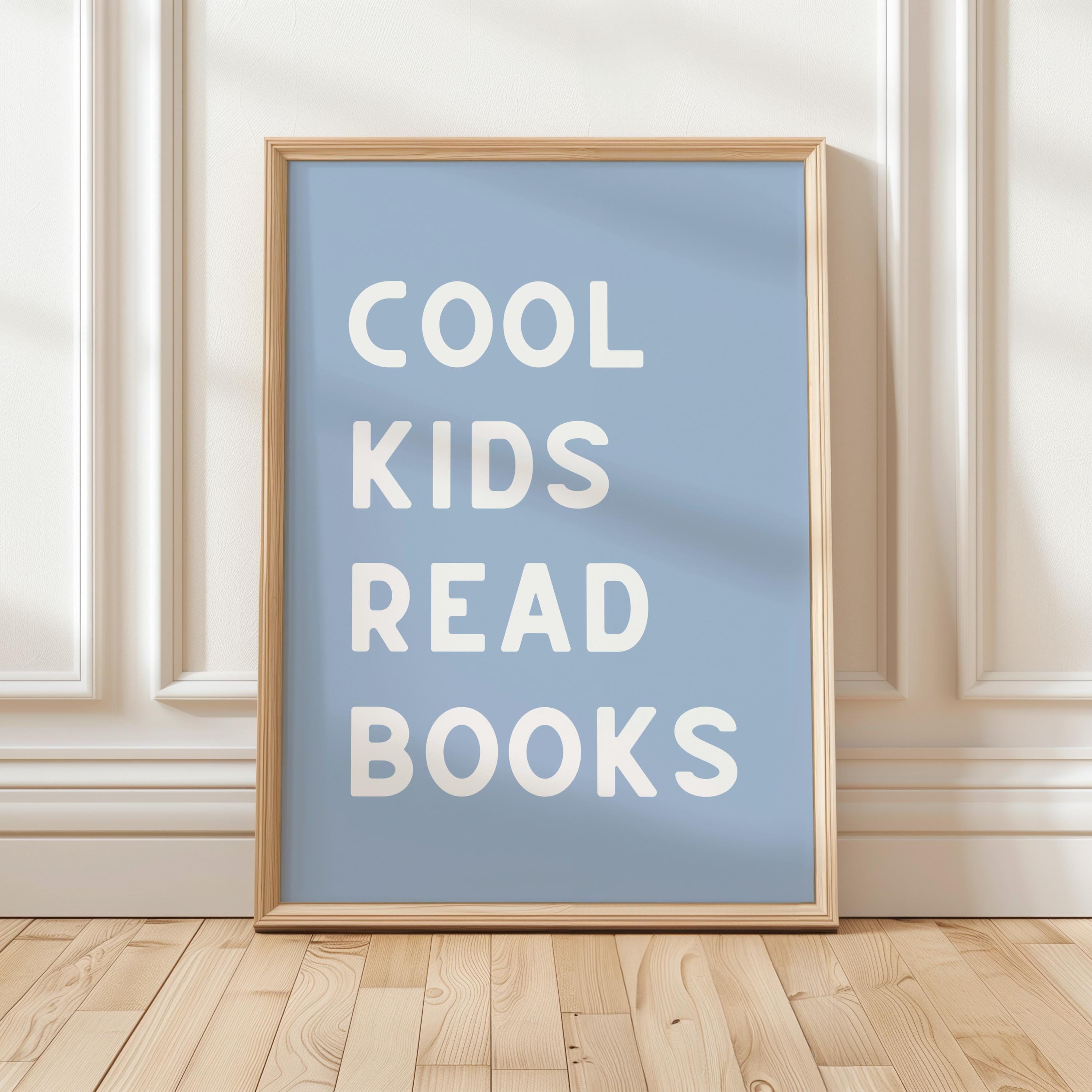 Blue Cool Kids Read Books Wall Art Library Dorm Typography Poster ...