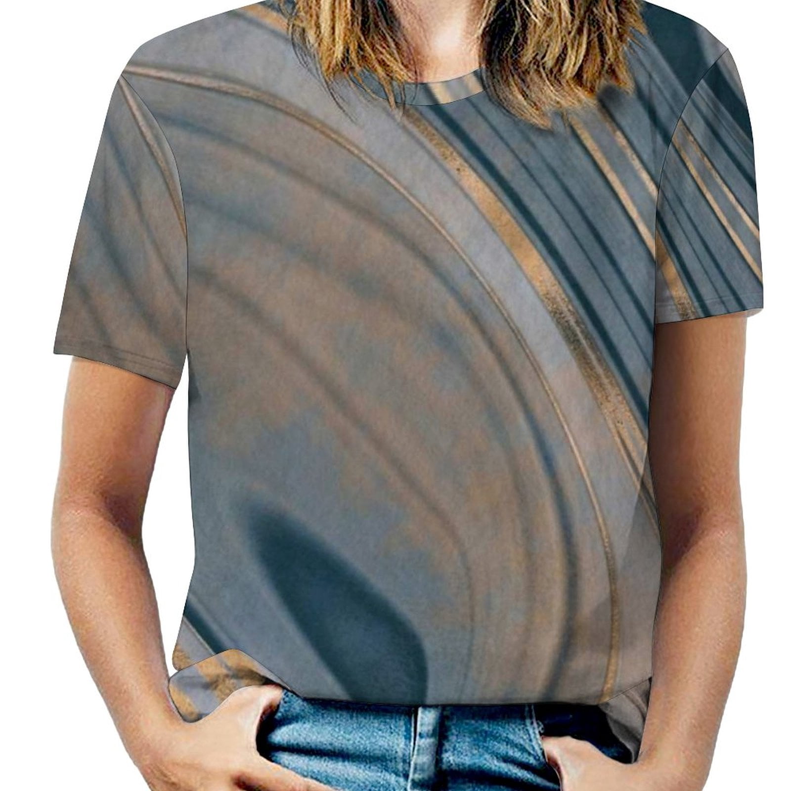 Blue Copper Gold Marbled Gemst New Fashion Zip Off Shoulder Top Short ...