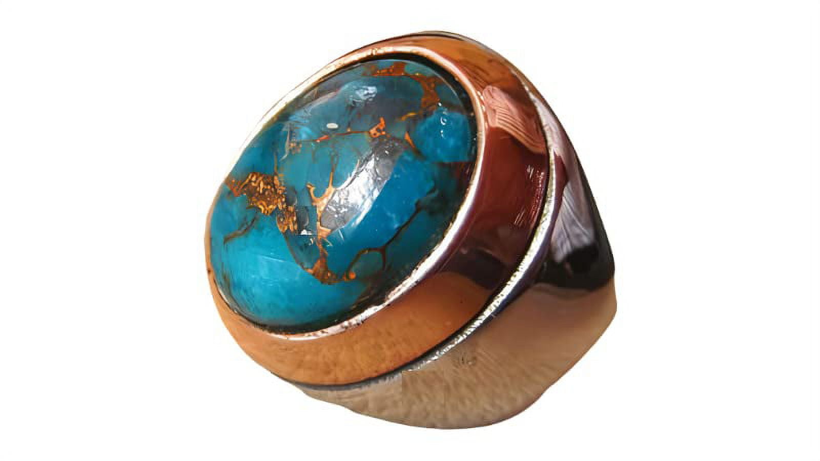 Blue Copper Turquoise Mens Ring, Natural Turquoise Ring, Oxidized Two ...