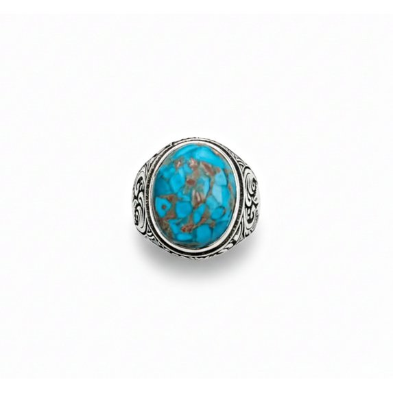 Blue Copper Turquoise Signet Ring, 925 Sterling Silver, Handmade ...