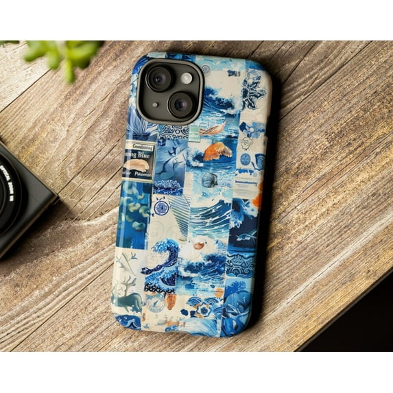Blue Coquette Beach Collage Aesthetic Phone Case for iPhone 17 through ...
