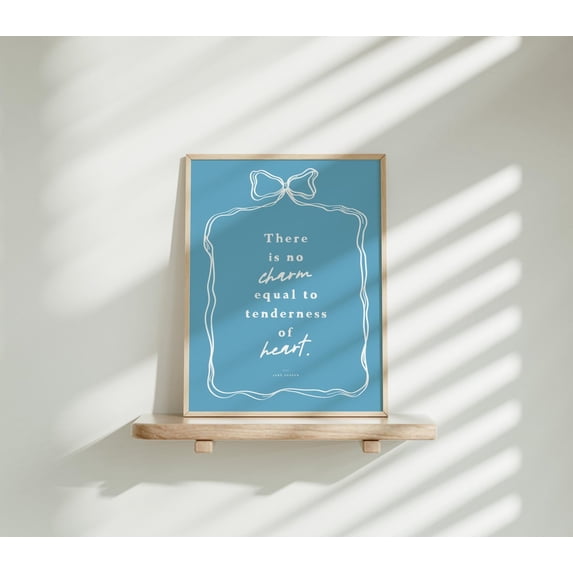 Blue Coquette Bow Jane Austen Quote Preppy Aesthetic Room Wall Art ...