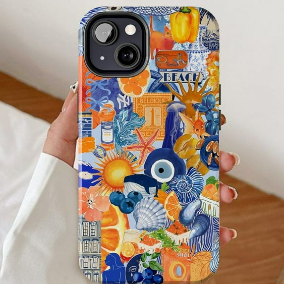 Blue Coquette Coastal Summer Ocean Beach Seashell Collage Case 11 12 13 ...