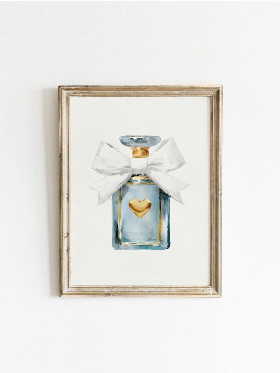 Blue Coquette Perfume Bottle White Bow Feminine Glam Art, Unframed ...