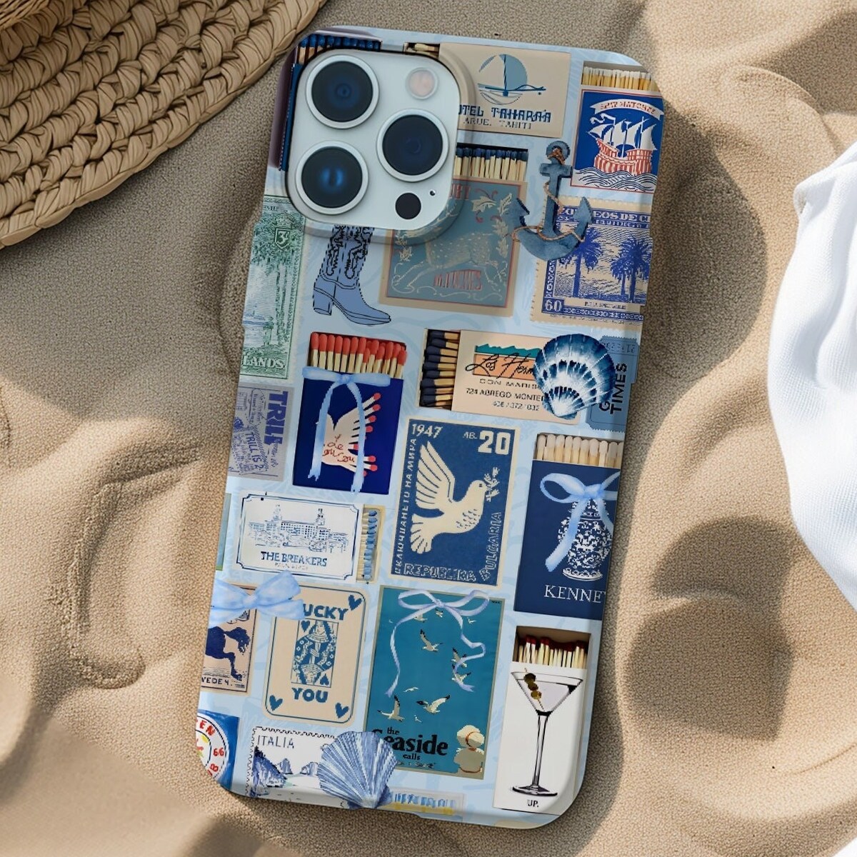 Blue Coquette Vintage Matchbox Phone Case with a Preppy Coastal Cowgirl ...