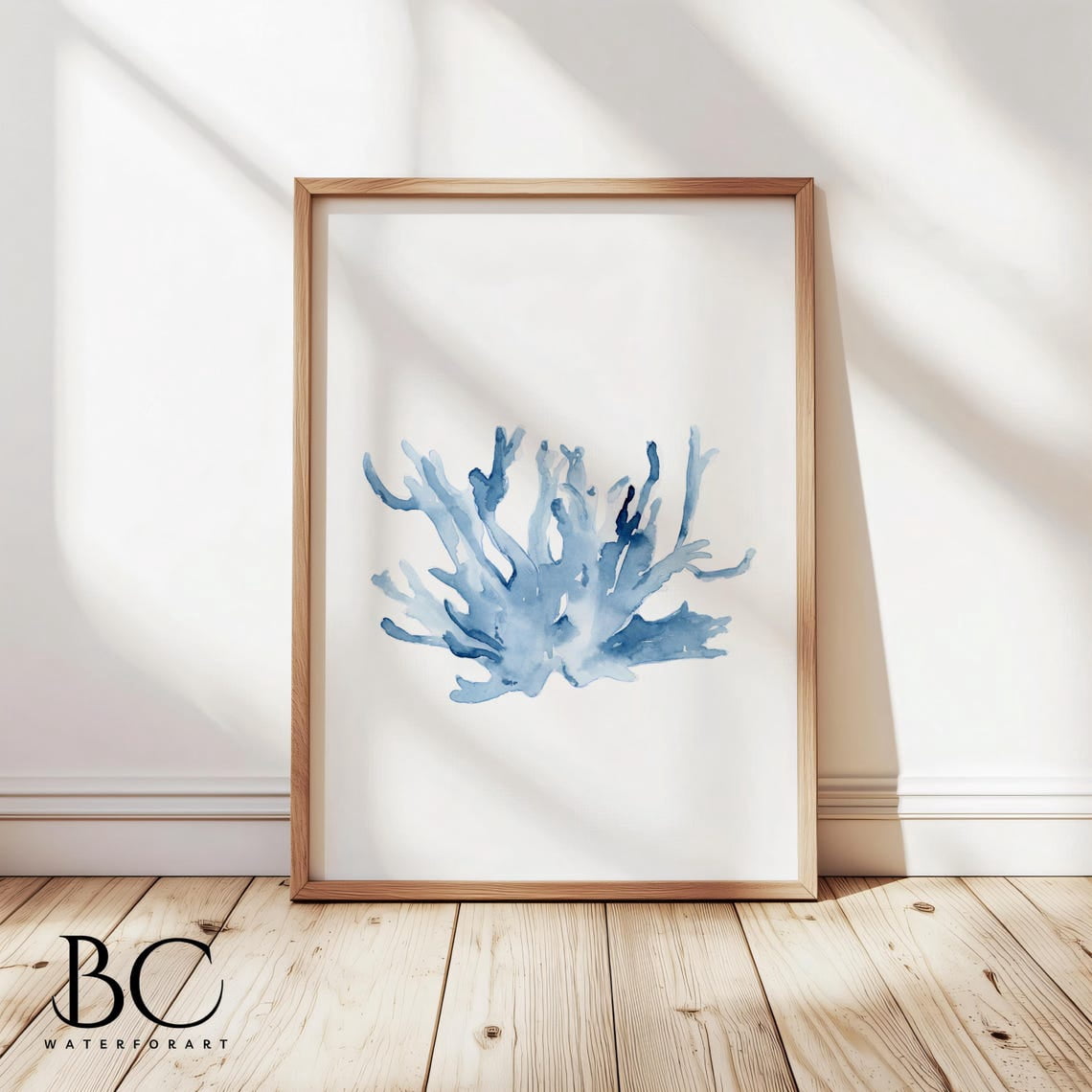 Blue Coral Beach Theme Sea Botanical Wall Decoration, Unframed Canvas ...