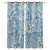 Blue Coral Coastal Blackout Curtains 63 Inches Long, Ocean Nautical ...