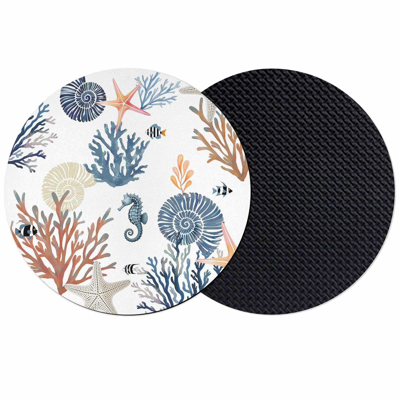 Blue Coral Coastal Coasters Set of 2, Absorbent Coasters for Drinks ...
