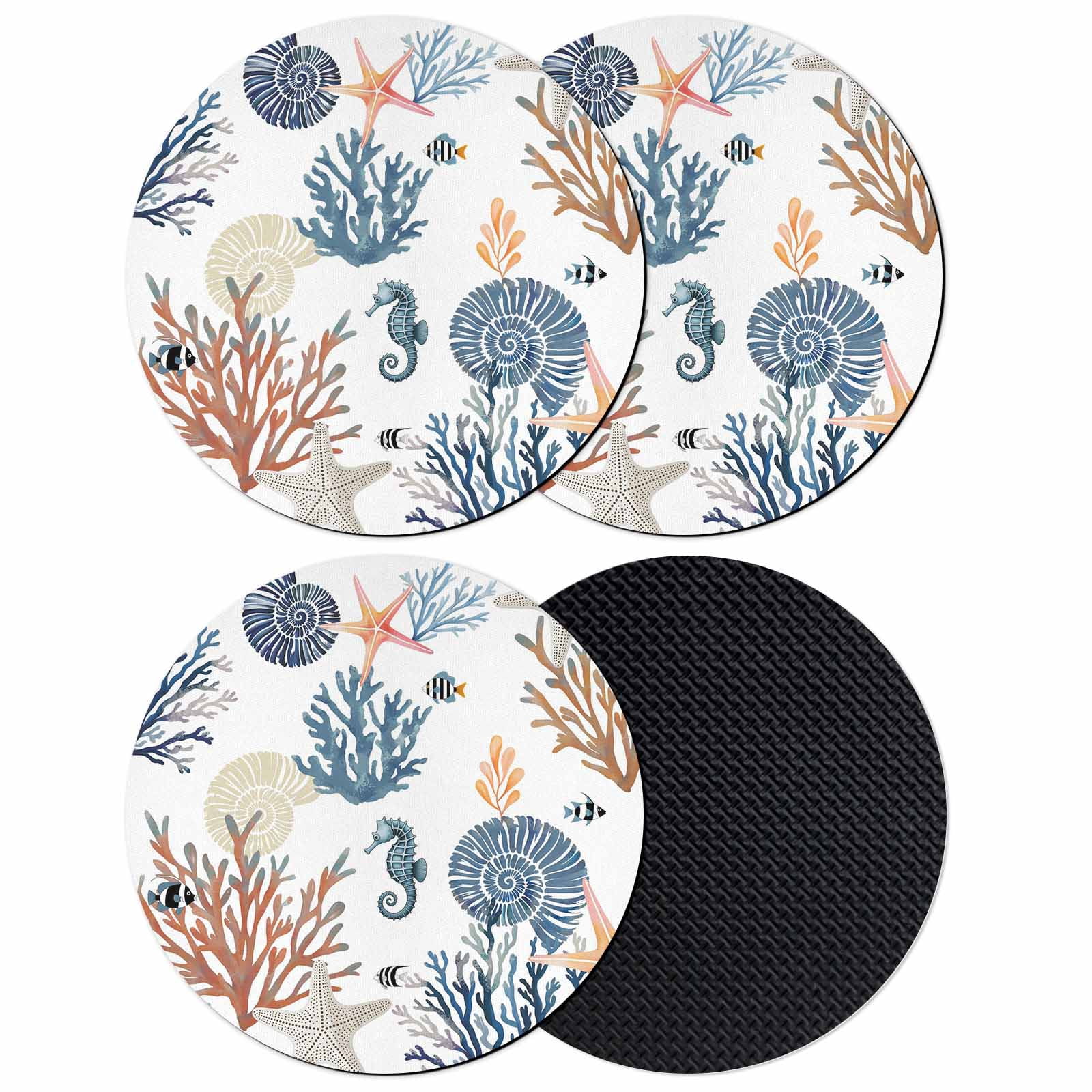 Blue Coral Coastal Coasters Set of 4, Absorbent Coasters for Drinks ...