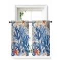 Blue Coral Coastal Curtains 45 Inch Length,Sheer Curtains for Bedroom ...
