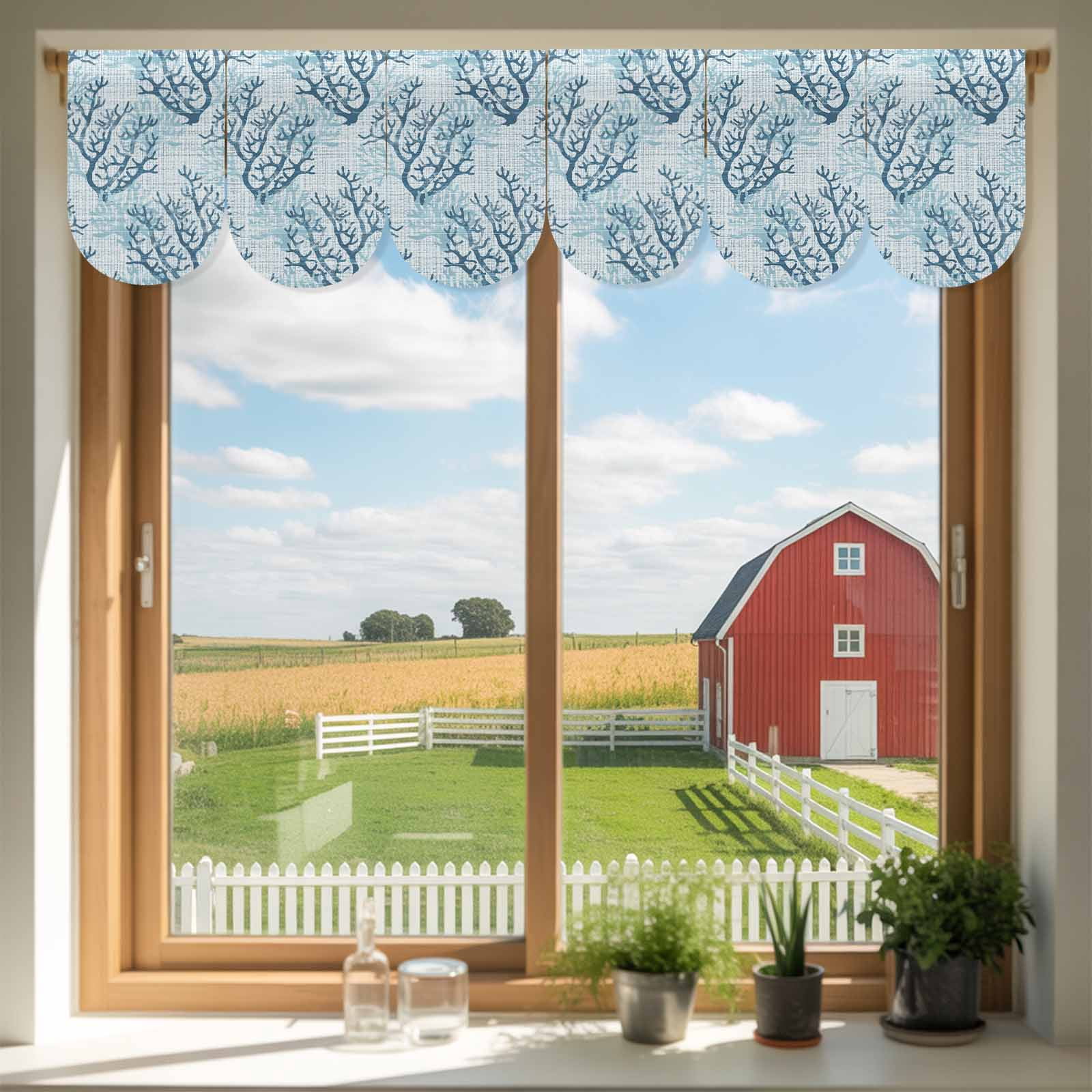 Blue Coral Coastal Door Banner Summer Beach Nautical Ocean Vintage ...