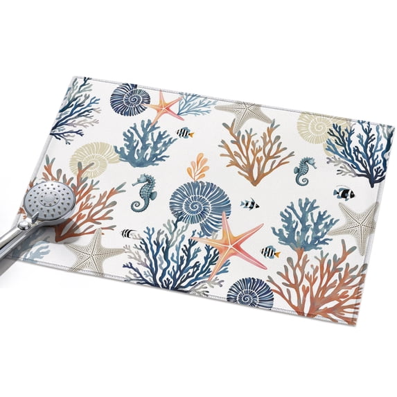 Blue Coral Coastal Entryway Rug 2x3ft Washable Non Slip Bathroom Rug ...
