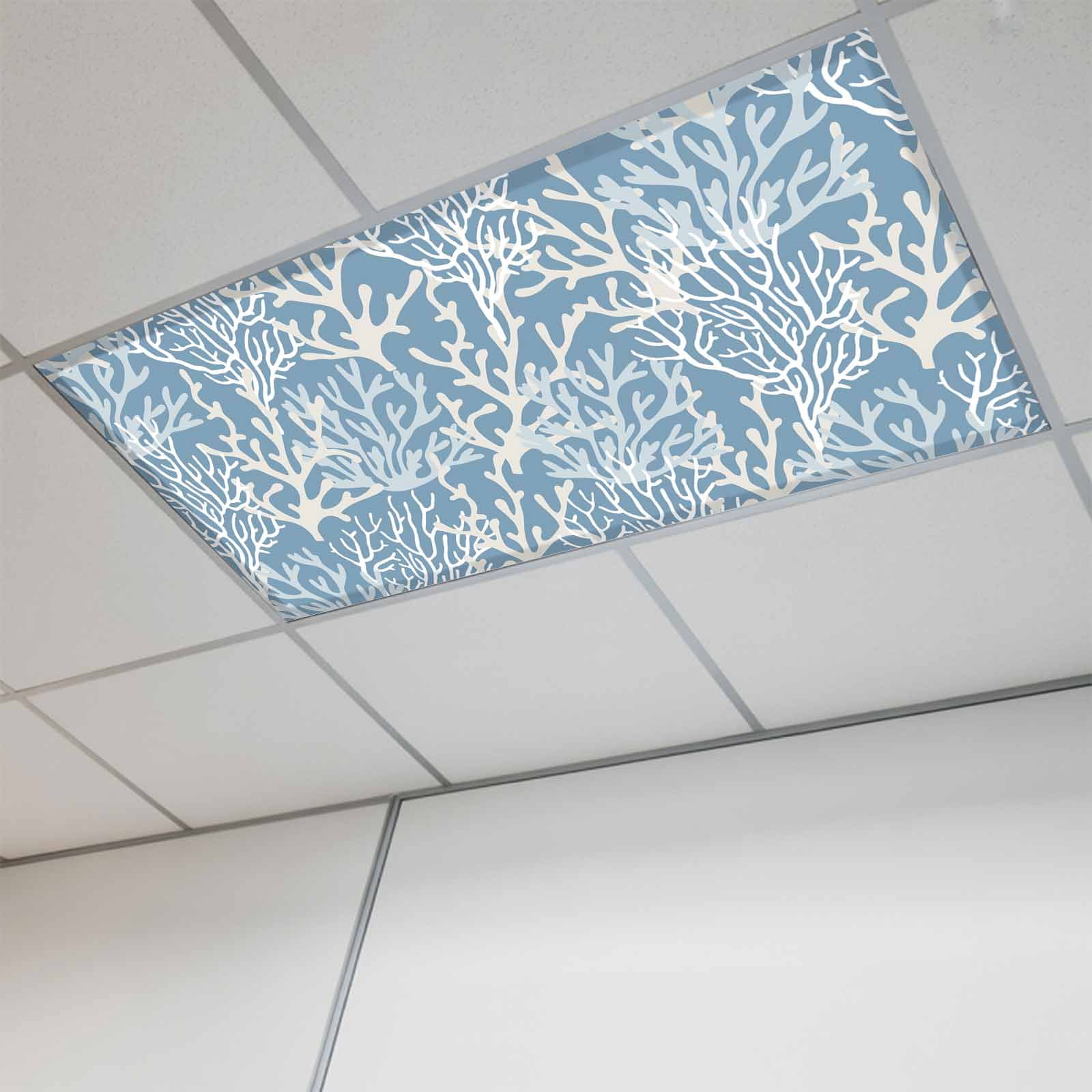 Blue Coral Coastal Fluorescent Light Covers, Ocean Nautical Seaside ...