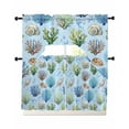 Blue Coral Coastal Kitchen Curtains Sets 24 Inch Length with Valance ...