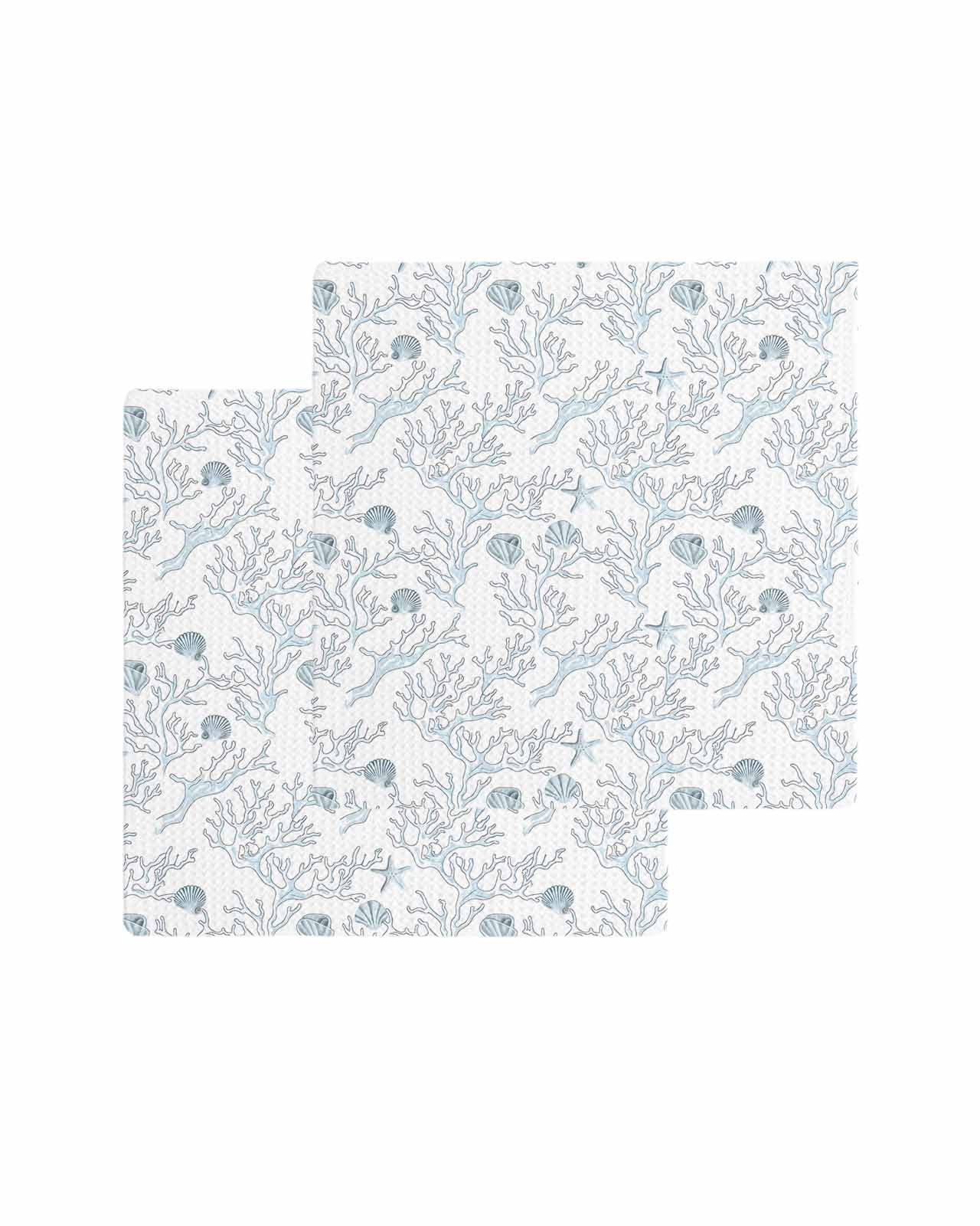 Blue Coral Coastal Kitchen Dish Towels for Drying Dishes Set of 2 ...