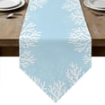 Blue Coral Coastal Table Runner Linen Burlap Table Runner 36 Inches ...