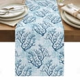Blue Coral Coastal Table Runner Summer Beach Nautical Ocean Sea Vintage ...