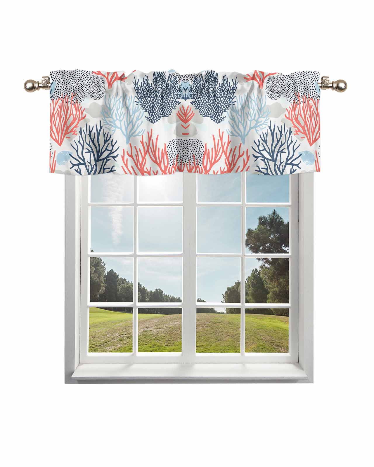 Blue Coral Curtain Valance for Windows/Living Room/Kitchen/Bathroom ...
