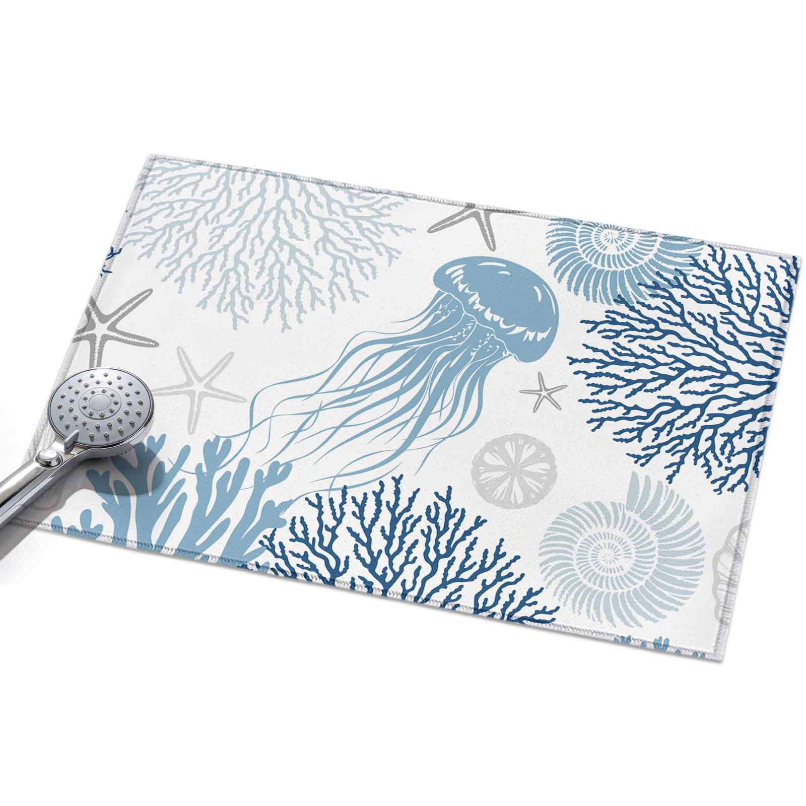 Blue Coral Jellyfish Area Rugs 2x3ft Starfish Seashell Floor Rug Non ...
