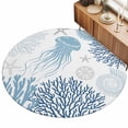 Blue Coral Jellyfish Area Rugs 3.3' (Round) Starfish Seashell Floor Rug ...