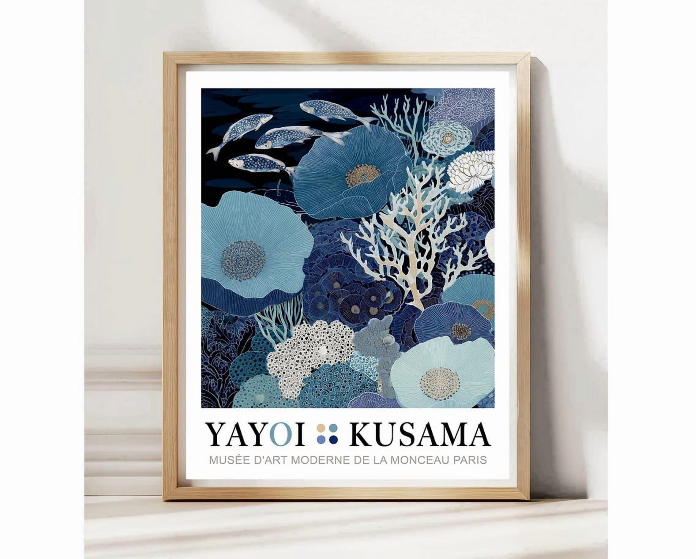 Blue Coral Ocean Art Print: Yayoi Kusama Style Coastal Decor Unframed ...