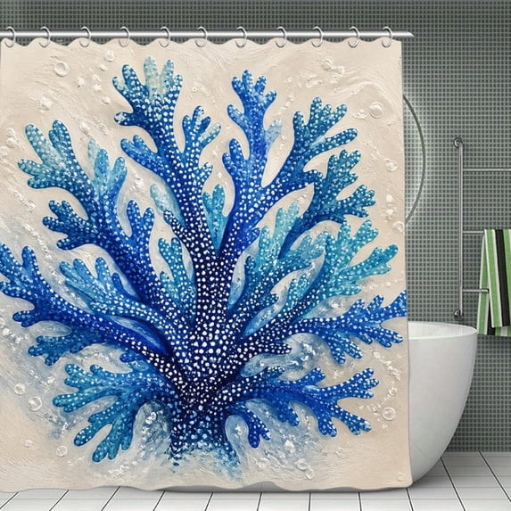Blue Coral Reef Ocean Marine Decor Print Shower Curtain,Modern Fabric ...
