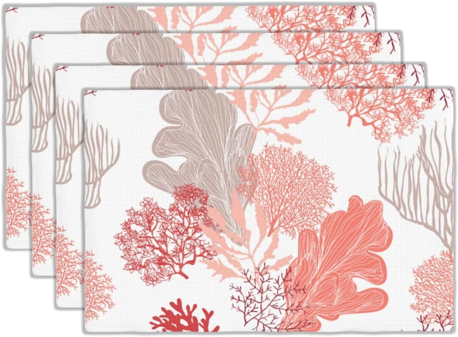 Blue Coral Reef Placemats Set of 4 for Dining Table-Starfish Beach ...