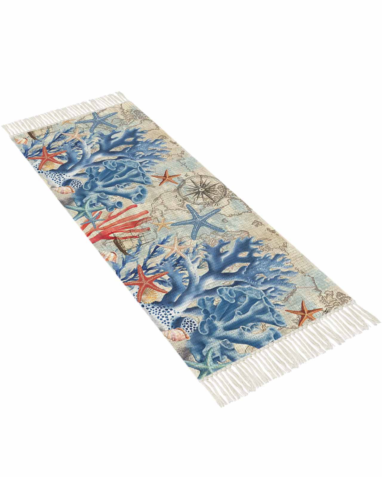 Blue Coral Runner Rug for Hallway 2x4ft, Summer Coastal Washable Runner ...
