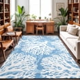 Blue Coral Washable Area Rug 6 x 9 ft Coastal Ocean Beach Summer ...