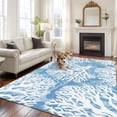 Blue Coral Washable Area Rug 6x9 Coastal Ocean Beach Summer Nautical ...