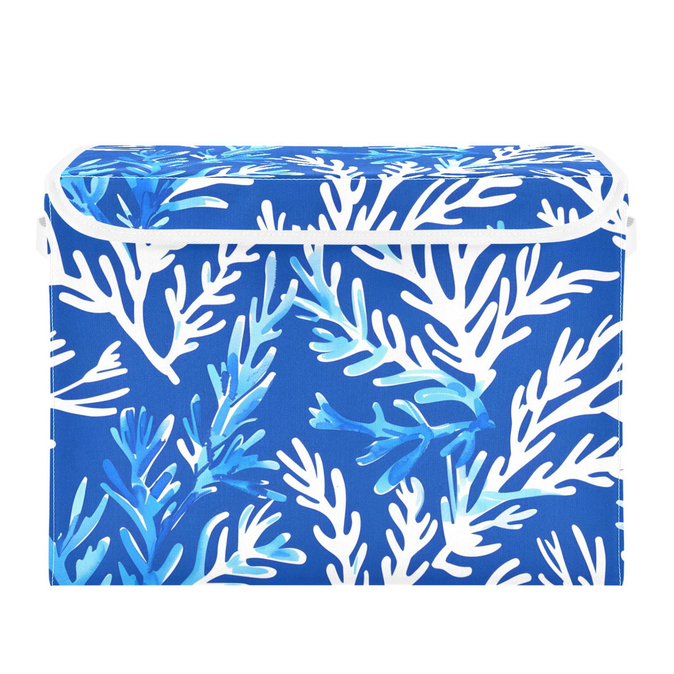 Blue Corals Foldable Storage Bin with Lid and Handle Collapsible ...