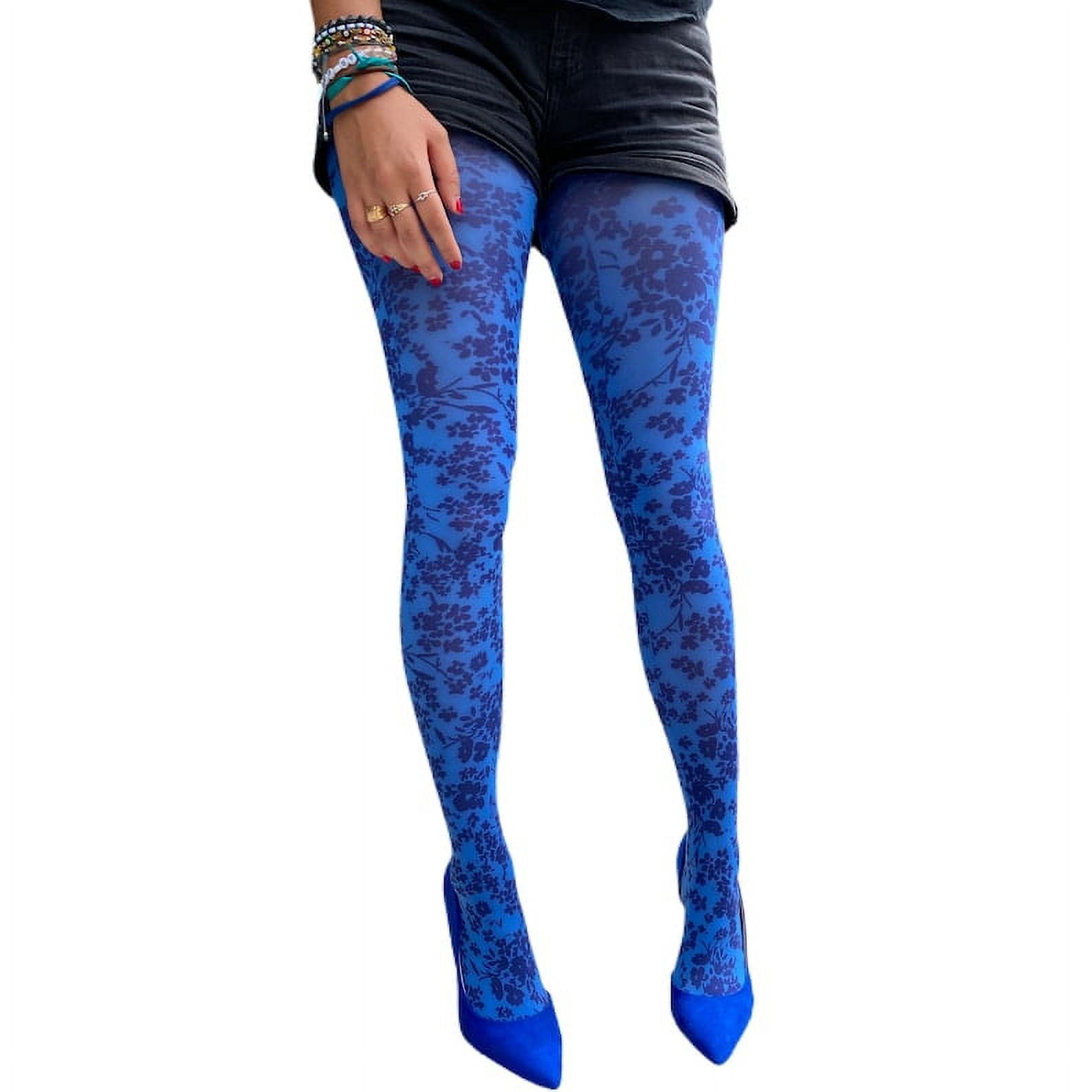 Blue Cornflower Tights For Women Malka Chic - Walmart.com
