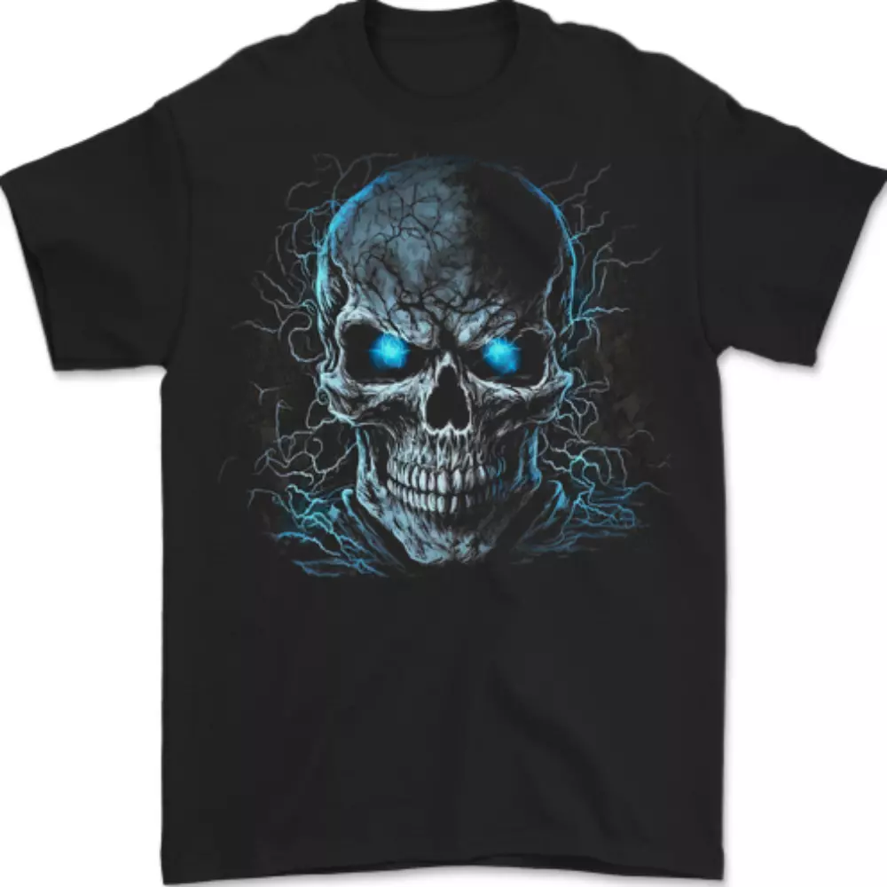 Blue Cosmic Skull Mens T-Shirt 100% Cotton Hot Trending Shirt ...