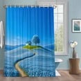 Blue Cottage Shower Curtain Set with Hooks, Blue Tree Blue Field Path ...