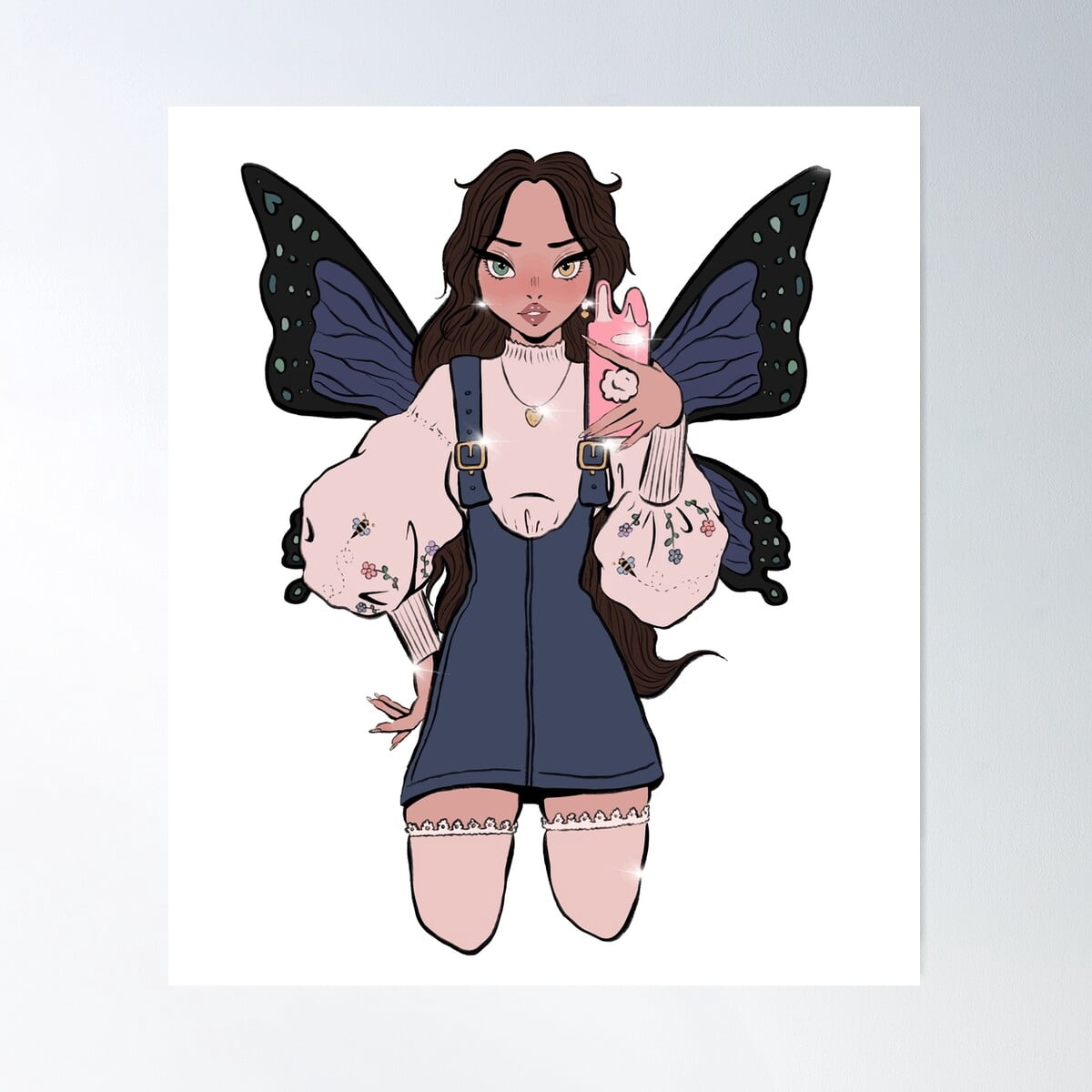 Blue Cottagecore Fairy Poster Wall Art, Modern Wall Decor For Living ...