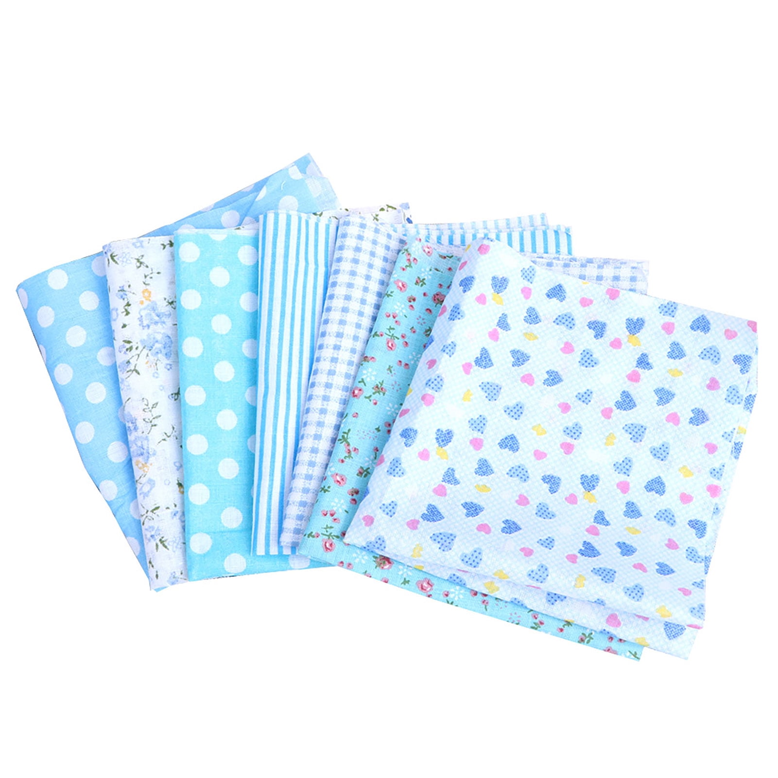 Blue Cotton Fabric Set for DIY Sewing, Quilting, and Needlework ...