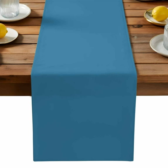 Blue Cotton Linen Table Runner for Dining Kitchen, Modern Pure Wave Ride Wedding Outdoor Party ...