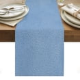 Blue Cotton Linen Table Runner Natural Solid Color Organic Mottling ...