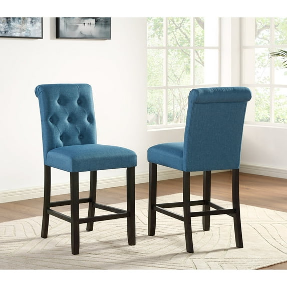 Blue Counter Height Stool Set, Solid Wood Construction | High - Back ...