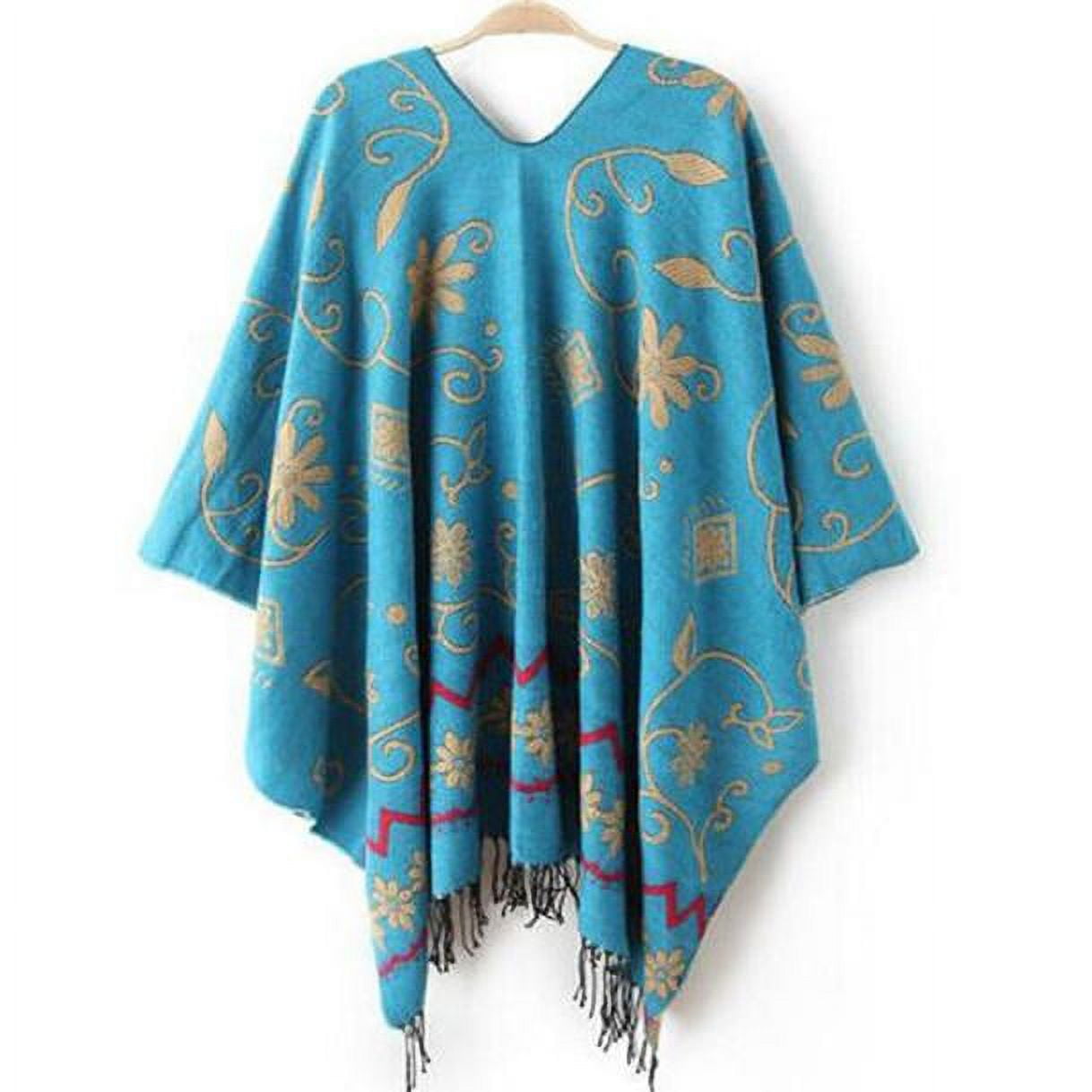 Blue Cover-Up Tassel Scarf, Shawl Winter Sweater Poncho Cardigans ...