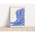 Blue Cowboy Boots Print Art Coastal Cowgirl Western Art Unframed Canvas ...