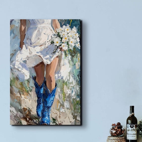 Blue Cowboy Boots Retro Poster Wall Art Print Wall Art Western Wall Art ...