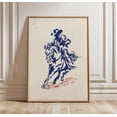 Blue Cowboy Horse Poster Western Folk Art Paper Wall Animal Decor ...