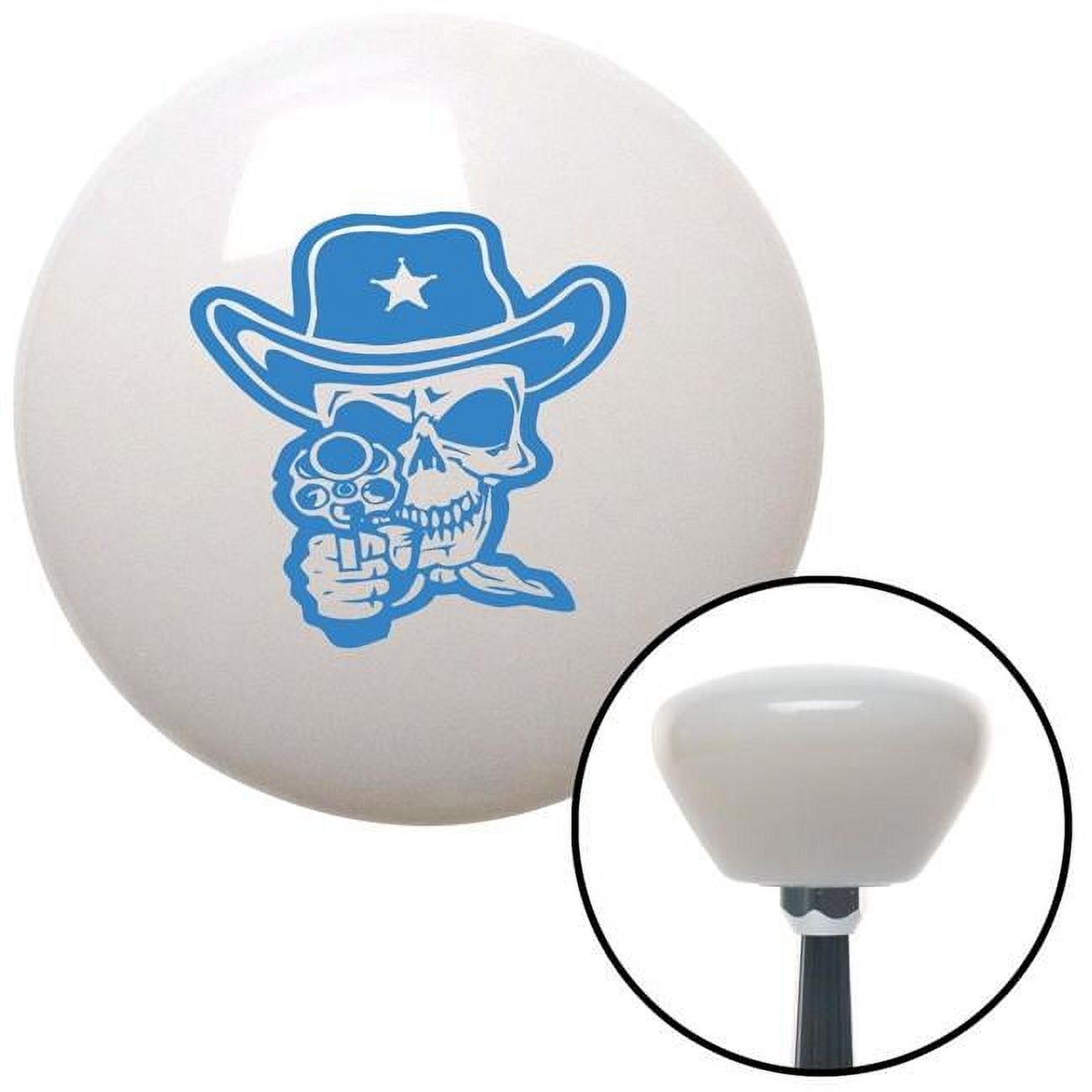 Blue Cowboy Skull White Retro Shift Knob with M16 x 1.5 Insert Shifter ...