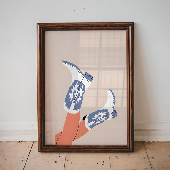 Blue Cowgirl Boots Wall Art Western Poster Print Trendy Decor Apartment ...