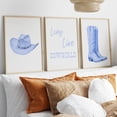 Blue Cowgirl Hat Print Coastal Cowgirl Print Light Blue Western ...