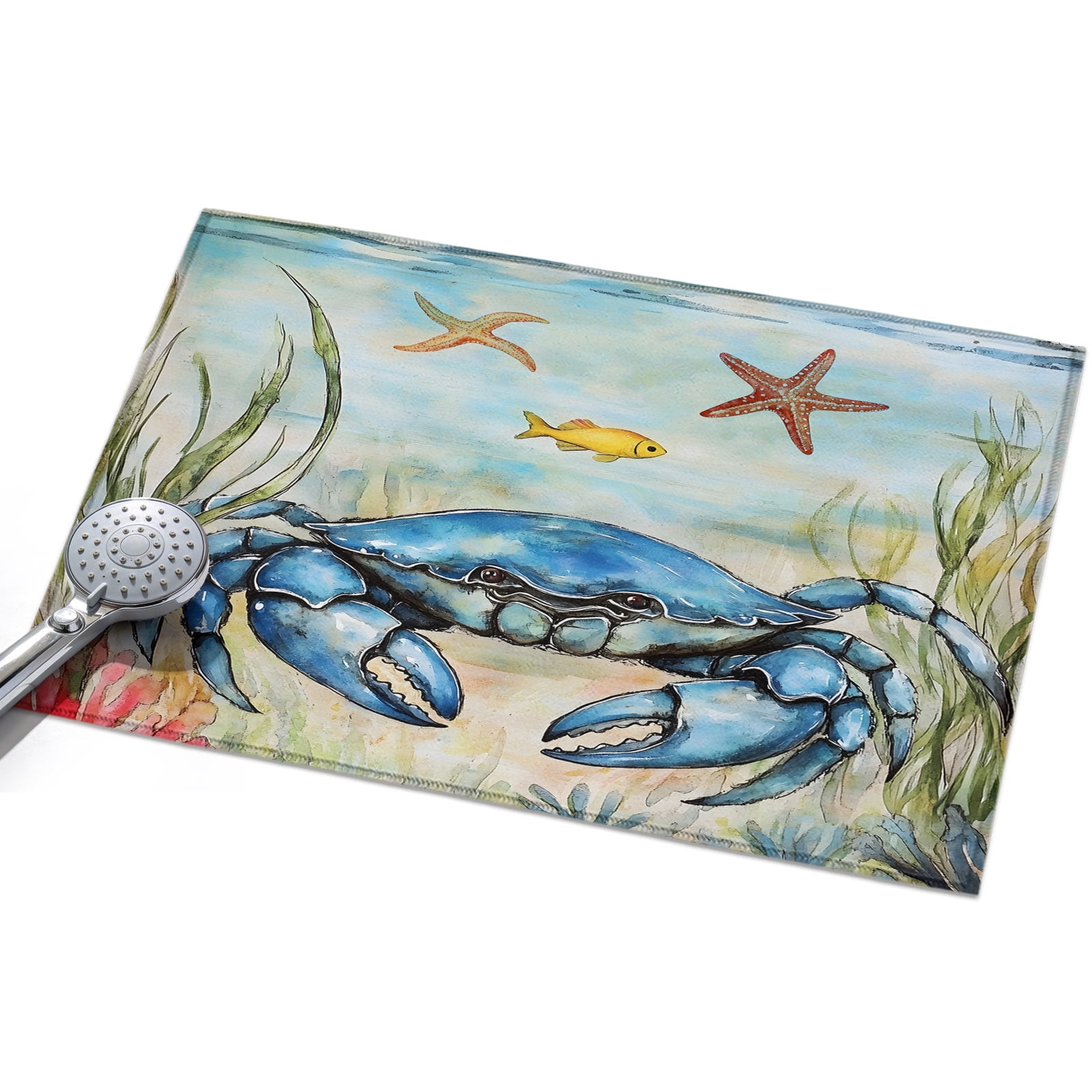 Blue Crab Area Rugs 2x3ft Ocean Coral Starfish Floor Rug Non Slip Low ...