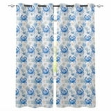 Blue Crab Coastal Blackout Curtains 45 Inches Long, Summer Beach ...